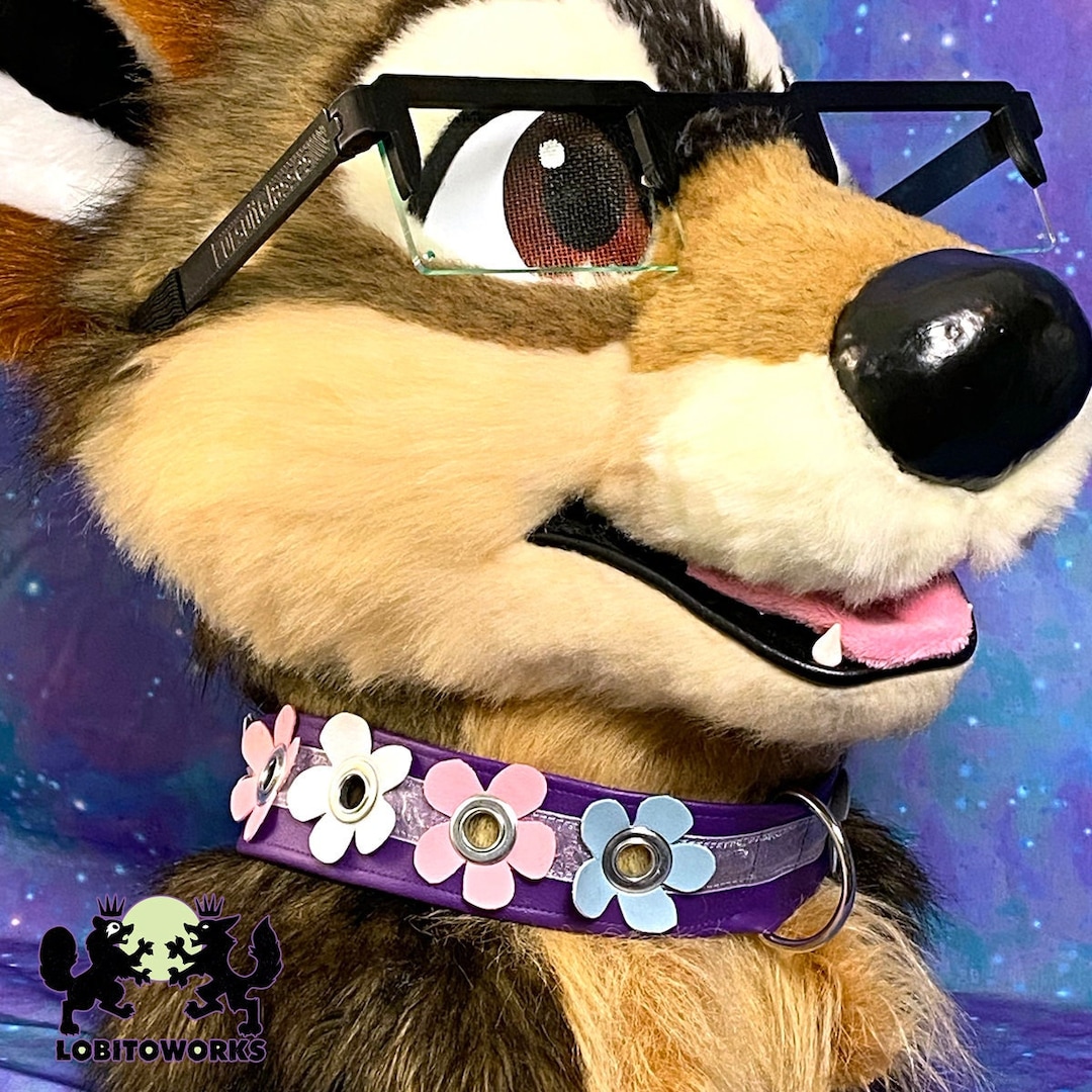 Fursuit Collar - Trans Flag Flowers - READY TO SHIP - Etsy