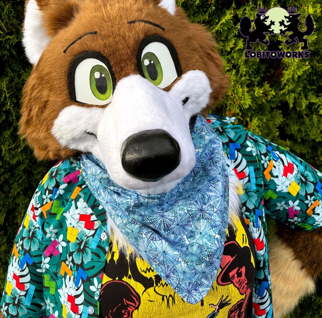 Jumbo FURSUIT SIZE Bandana With Zippered Pocket - Abstract Blue Sand ...