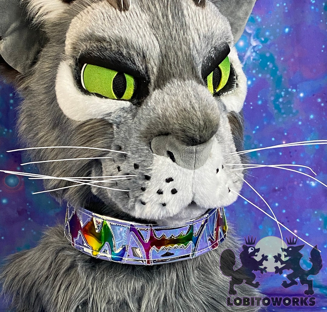 Fursuit Collar - Rainbow and Silver Maw With Teeth - READY TO SHIP - Etsy