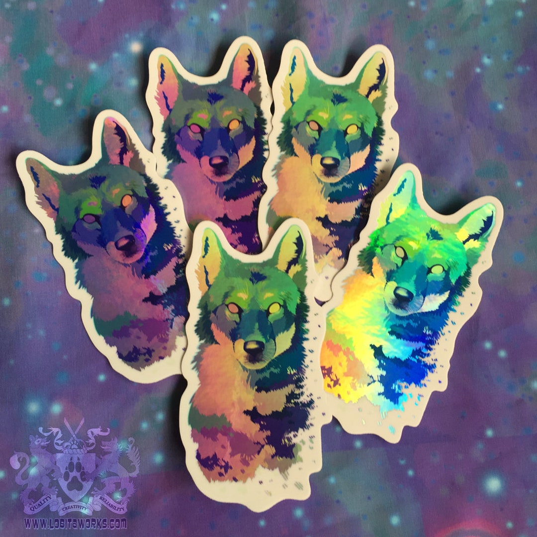Coloryote - Rainbow Holofoil Metallic Coyote Vinyl Sticker - Etsy