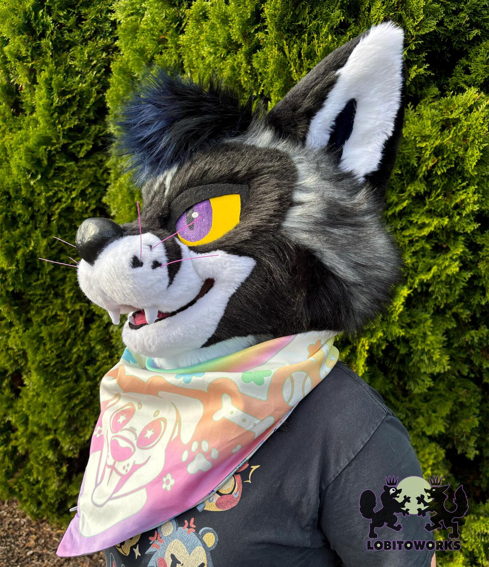 Jumbo FURSUIT SIZE Bandana With Zippered Pocket - Reversible, Rainbow ...