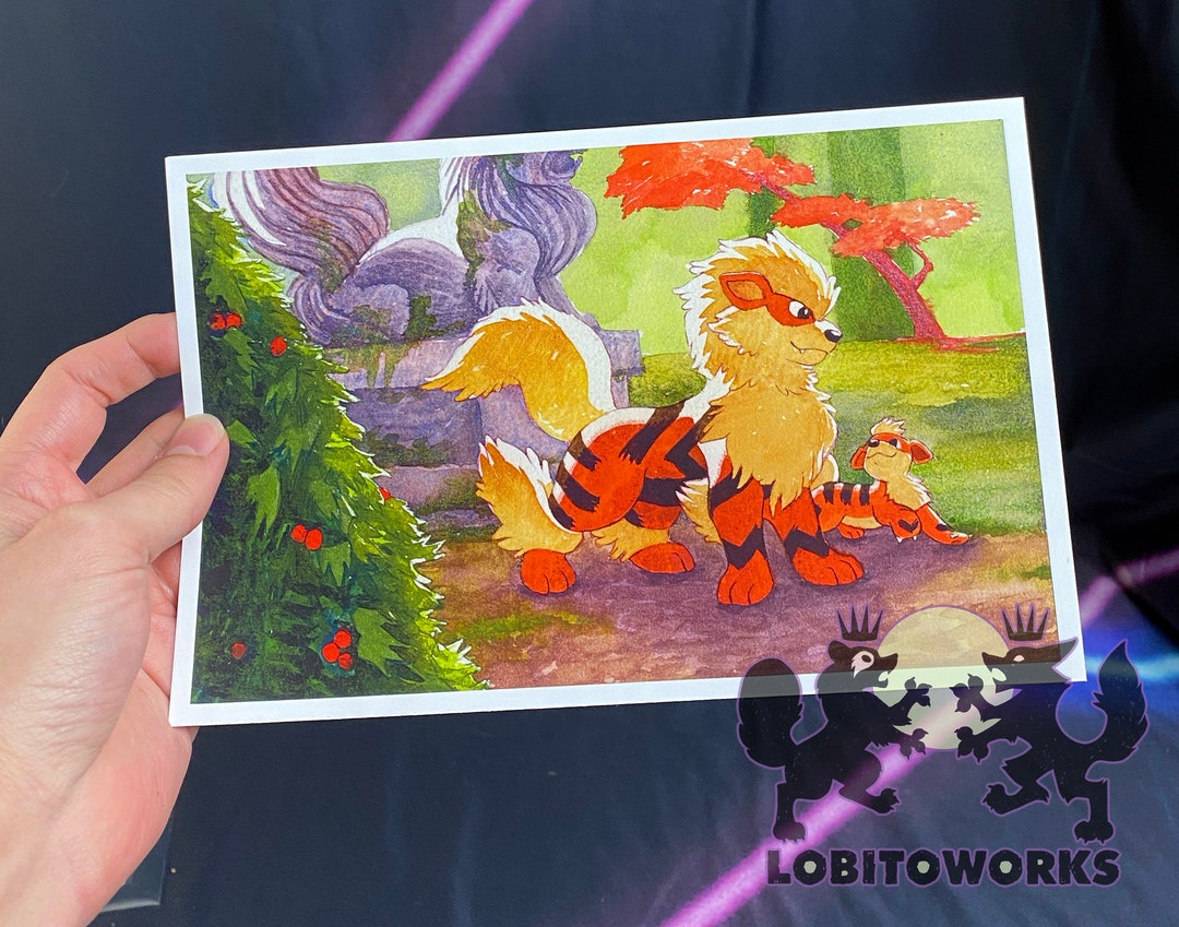Arcanine's Legacy - 4 X 6" Art Print Growlithe and Arcanine Family - Etsy