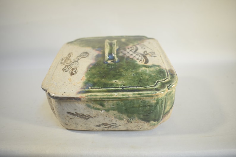 Oribe Lidded Box 6682, Shino Oribe Meiji Period - Etsy