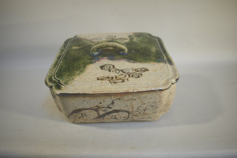 Oribe Lidded Box 6682, Shino Oribe Meiji Period - Etsy
