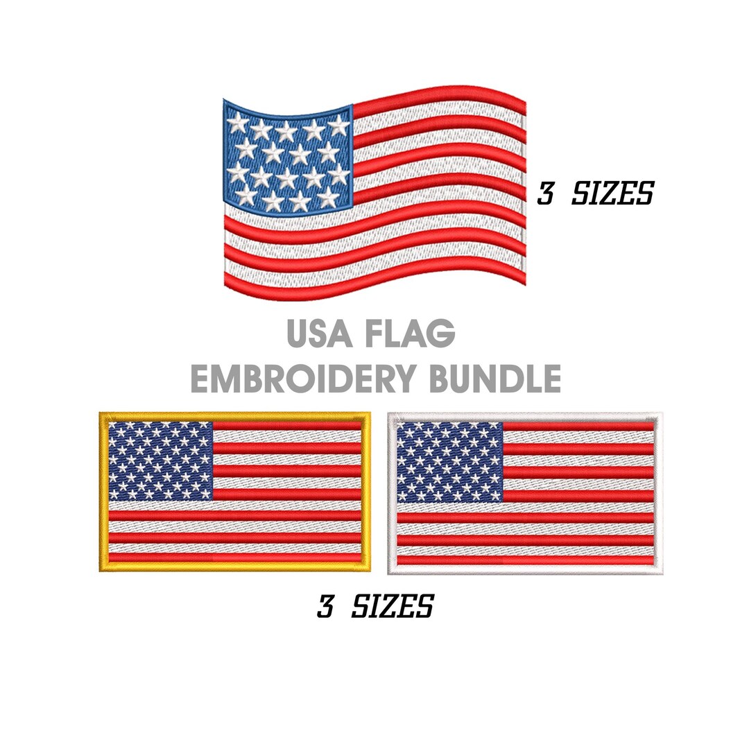 USA Flag Embroidery Design Bundle, Patriotic American Flag Machine ...