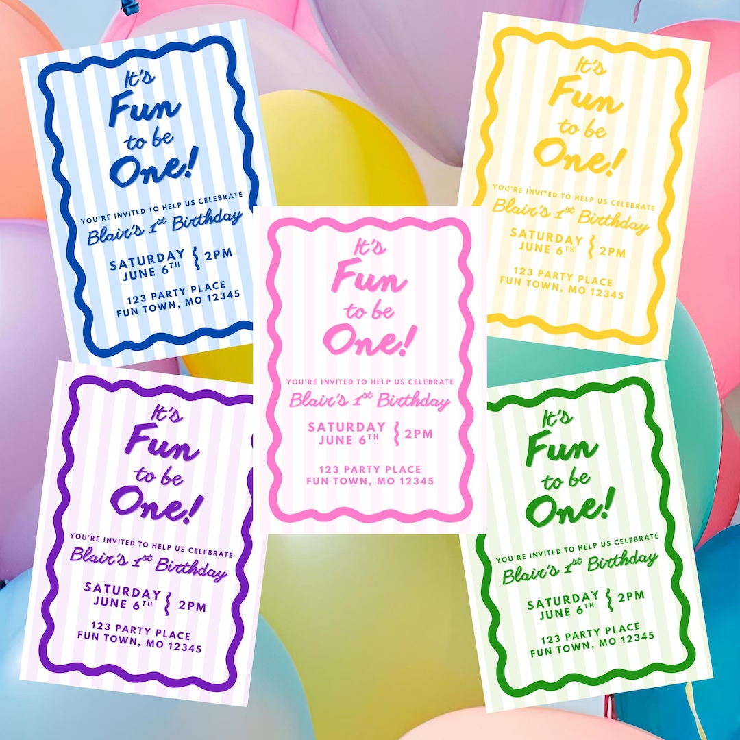 It’s Fun to Be One Birthday Invitation Template | 1st Birthday Party ...
