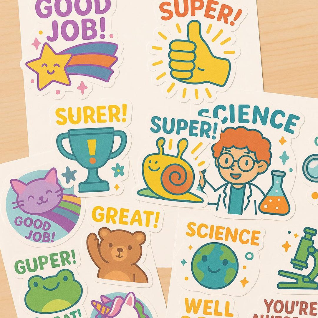 Printable Kids Stickers Bundle | Animals, Science, Reward (PDF) - Etsy