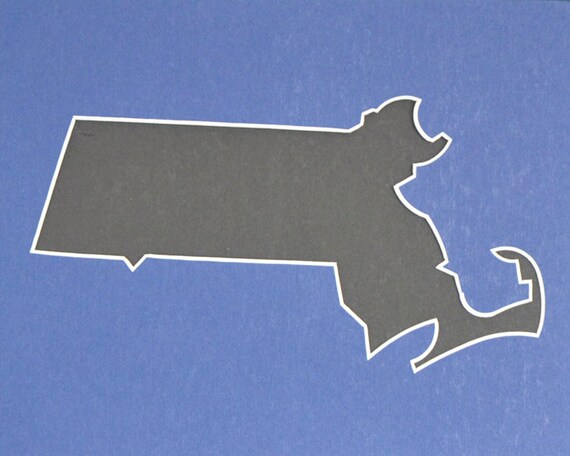Massachusetts US State Map Cutout 8x10 or | Etsy