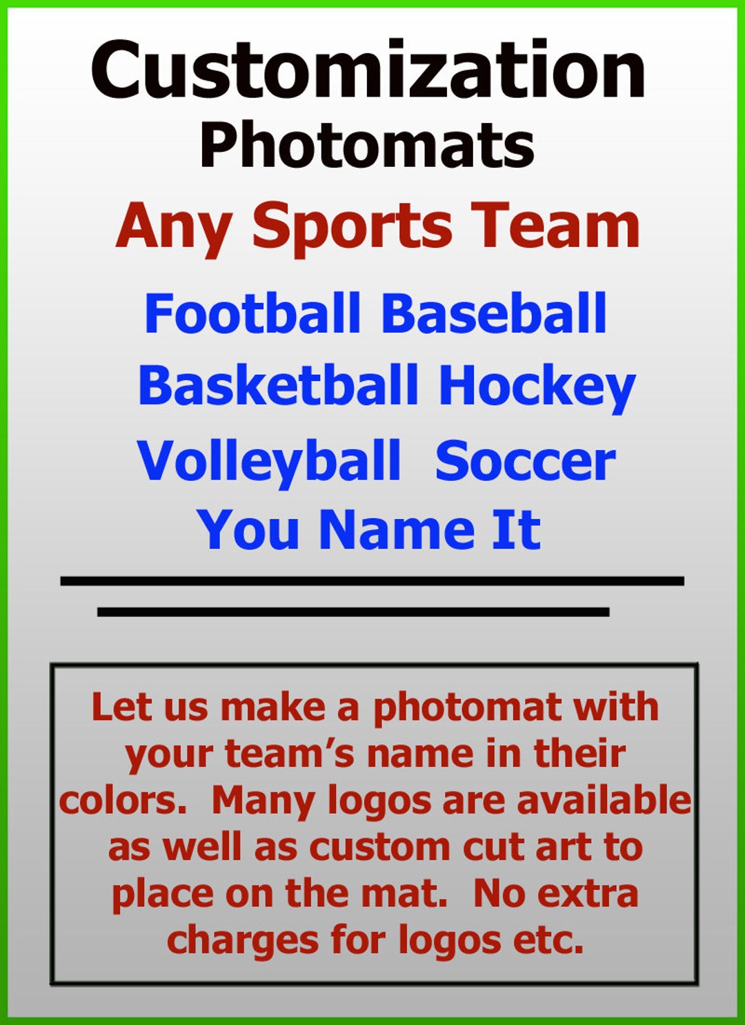 Personalized Sports Teams Name Frame Sign Photo Mat - Etsy