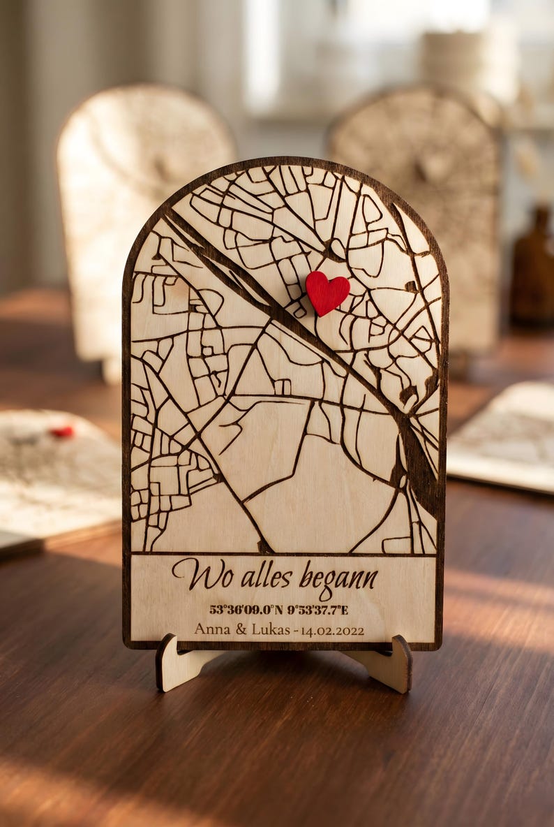 Personalized Map Wood Sign, Custom Coordinates, Anniversary and ...