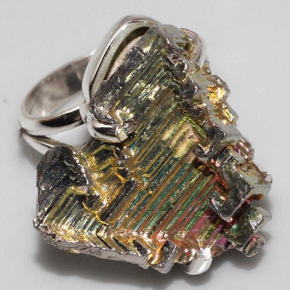 Sale Beautiful Bismuth Crystal Ring Size 7.5 US 925 Sterling - Etsy