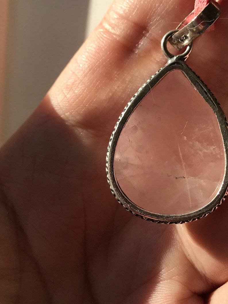 Sale Pure Love Beautiful Rose Quartz Necklace 925 Silver | Etsy
