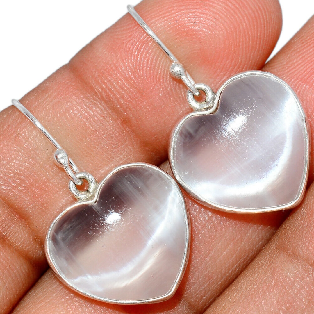 Sale, Beautiful Selenite Earrings, 925 Silver, Positive Energy ...