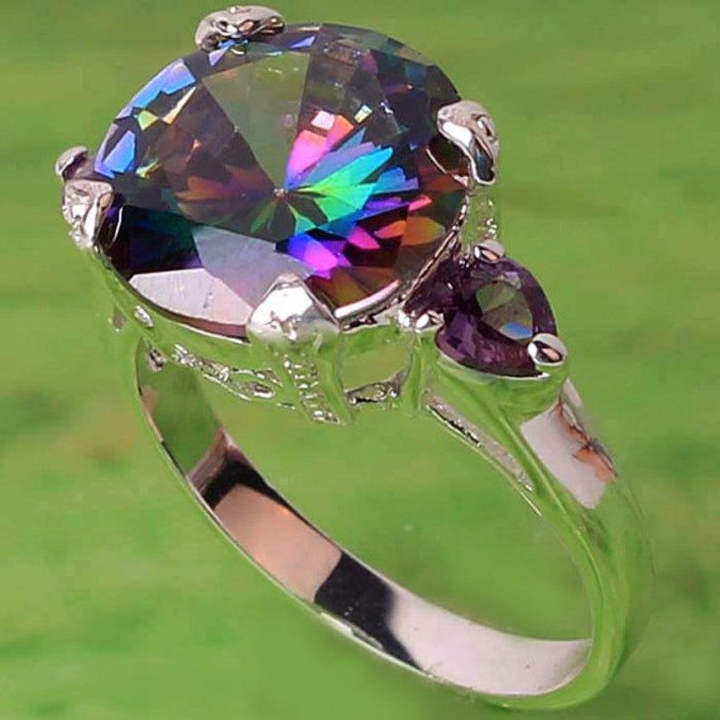 Sale, Beautiful Mystic Topaz and Purple/ Violet Amethyst Ring (size 9 ...