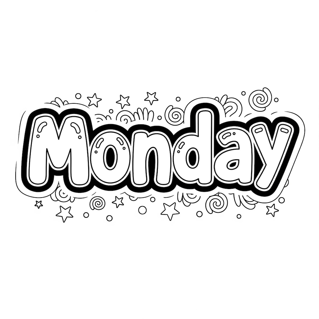 Monday Colouring Page - Etsy