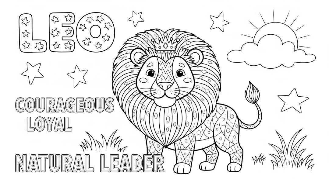 Leo Colouring Page With Characteristics - Etsy Australia