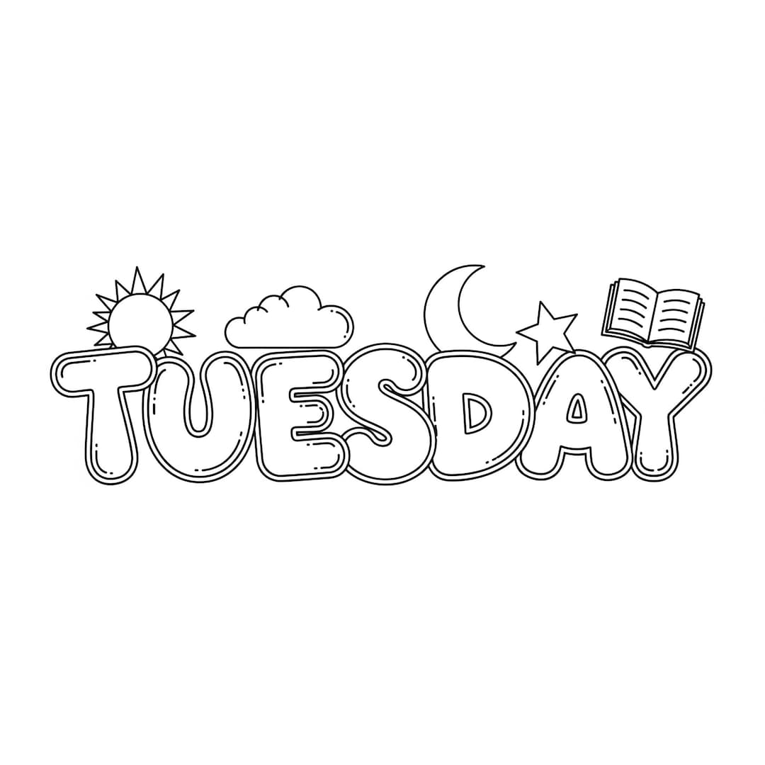 Tuesday Colouring Page - Etsy