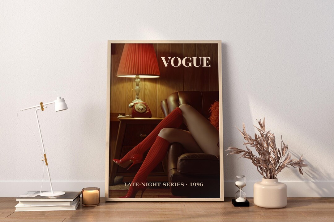 Velvet Hotline Poster – Retro Boudoir Editorial Print, Red Heels & Lamp ...