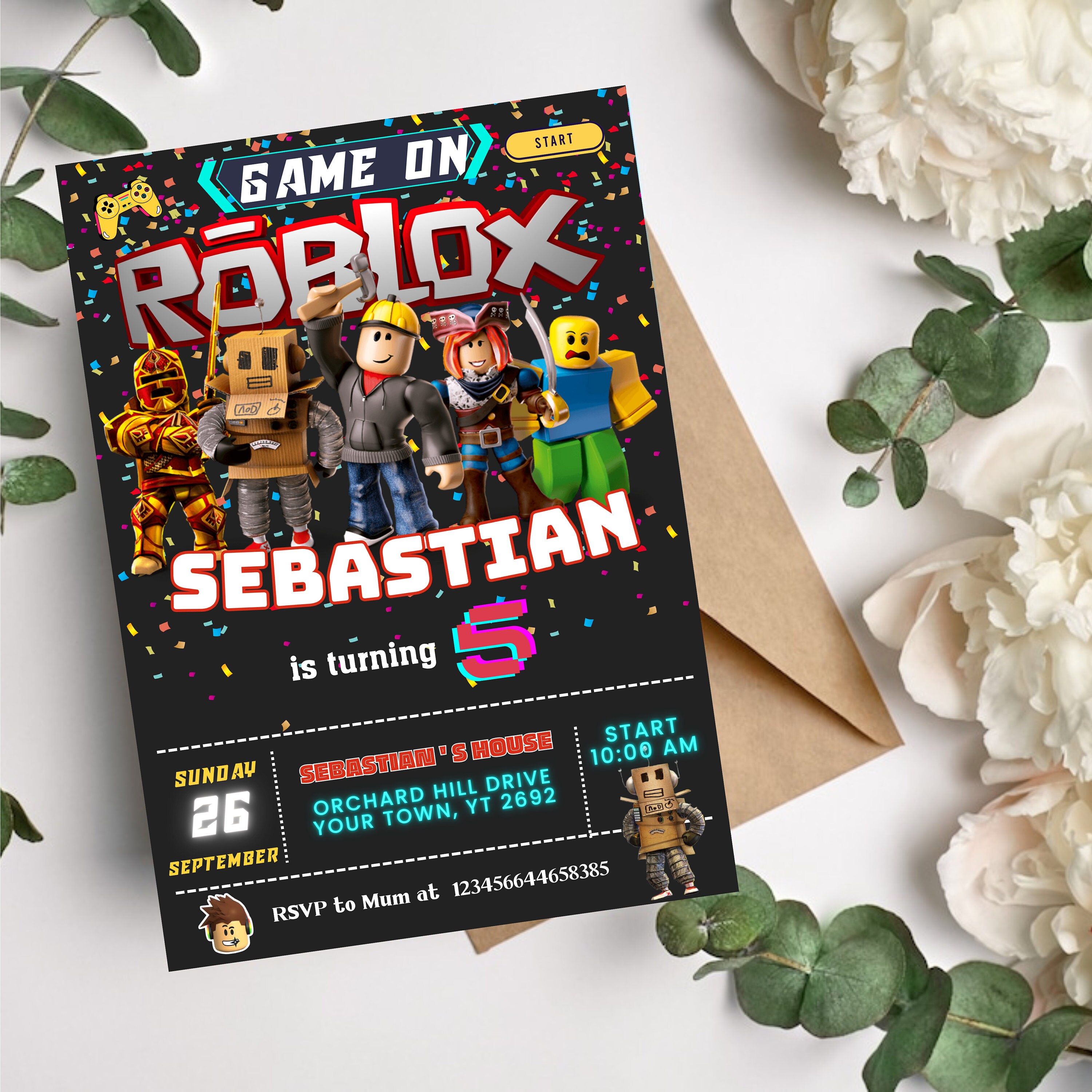 Editable Roblox Birthday Invitation, Roblox Birthday Invitations ...