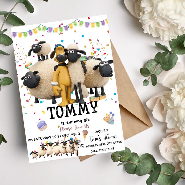 Shaun the Sheep Birthday Invitations - Etsy