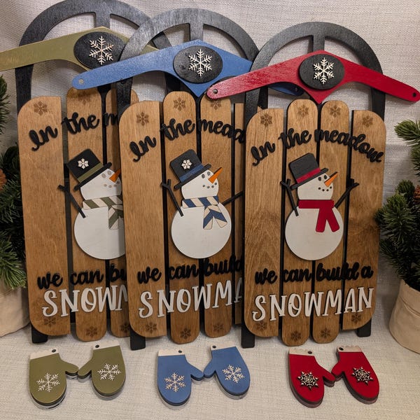 Snowman Wooden Sled - Etsy