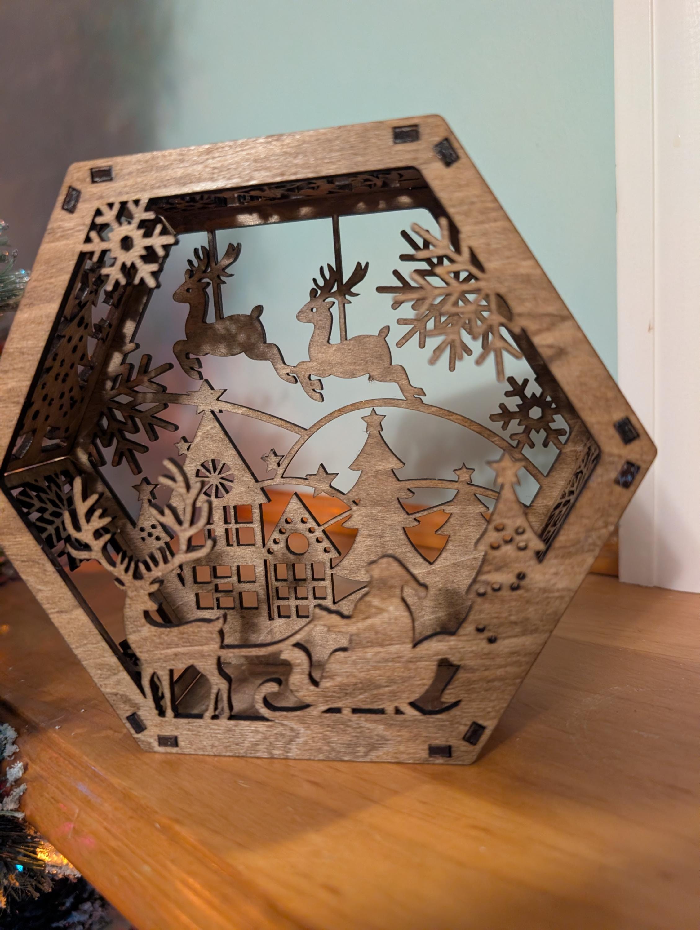 3D Layered Wood Christmas Scene - Festive Holiday Shadow Box Decor ...