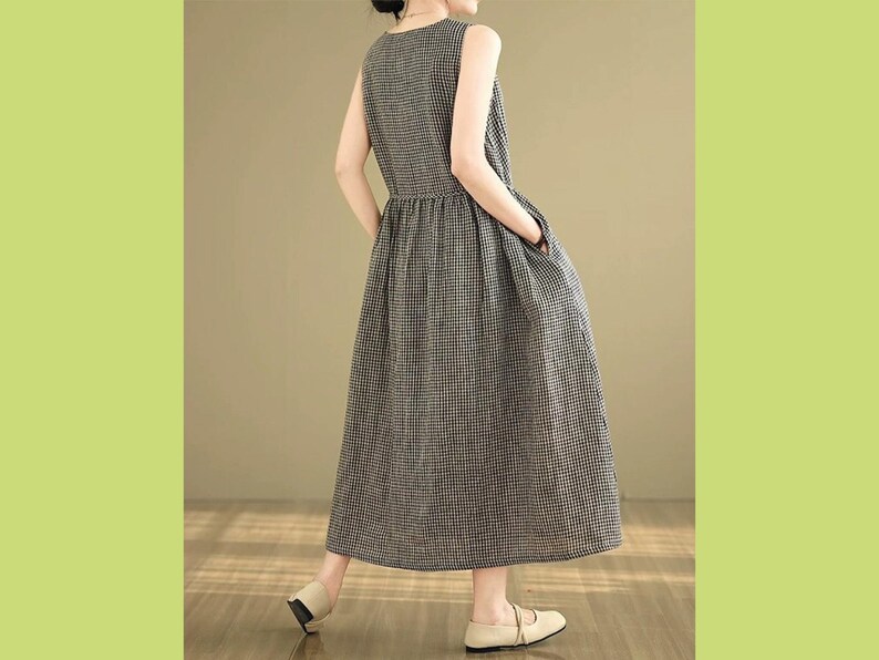 Women’s Plaid Maxi Dress PDF Sewing Pattern | Long A-line Checkered ...