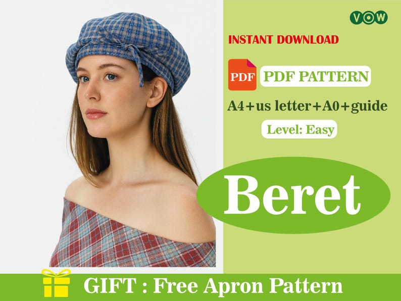 Beret Hat Sewing Pattern PDF: Women's French Style Cap (digital ...