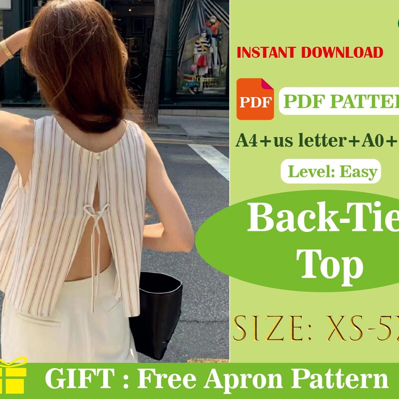 Tie Back Top Pattern - Etsy