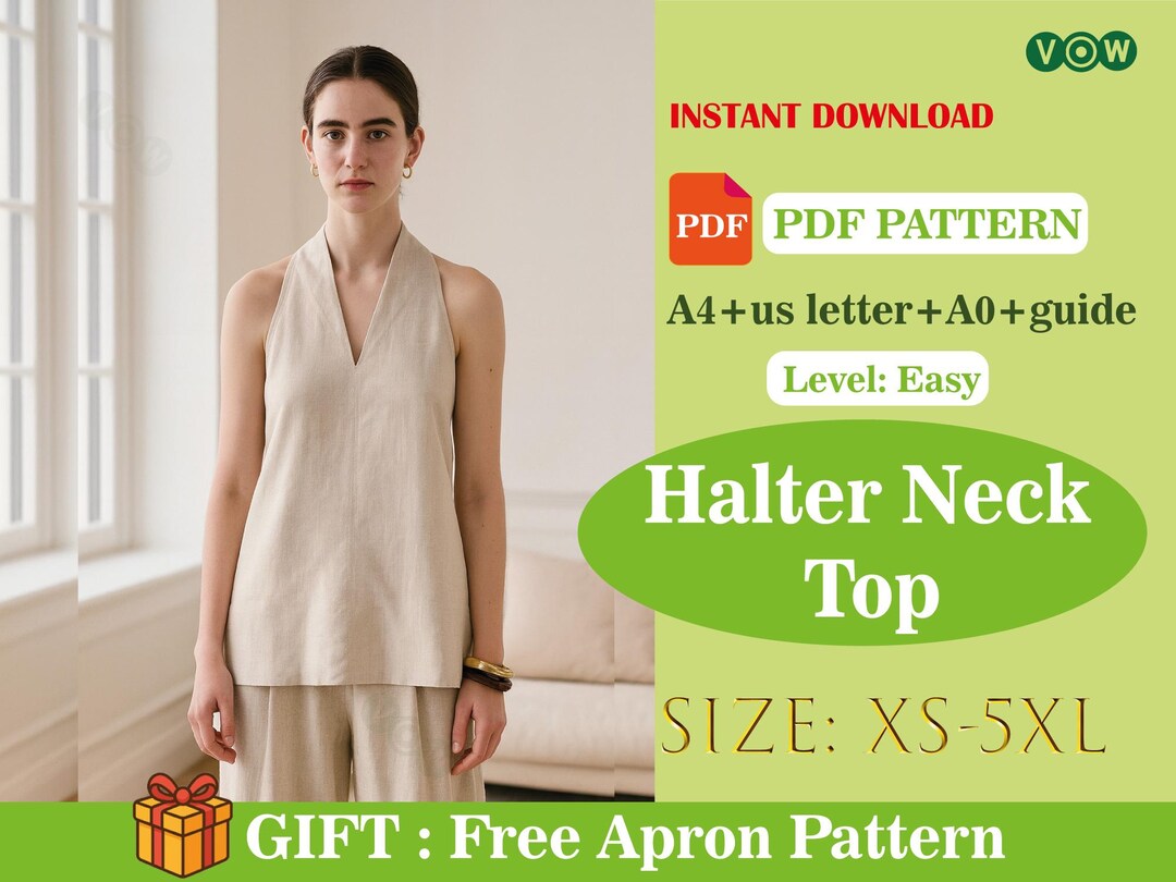 Linen Halter Neck Top Sewing Pattern | Sleeveless Summer Blouse | Easy ...