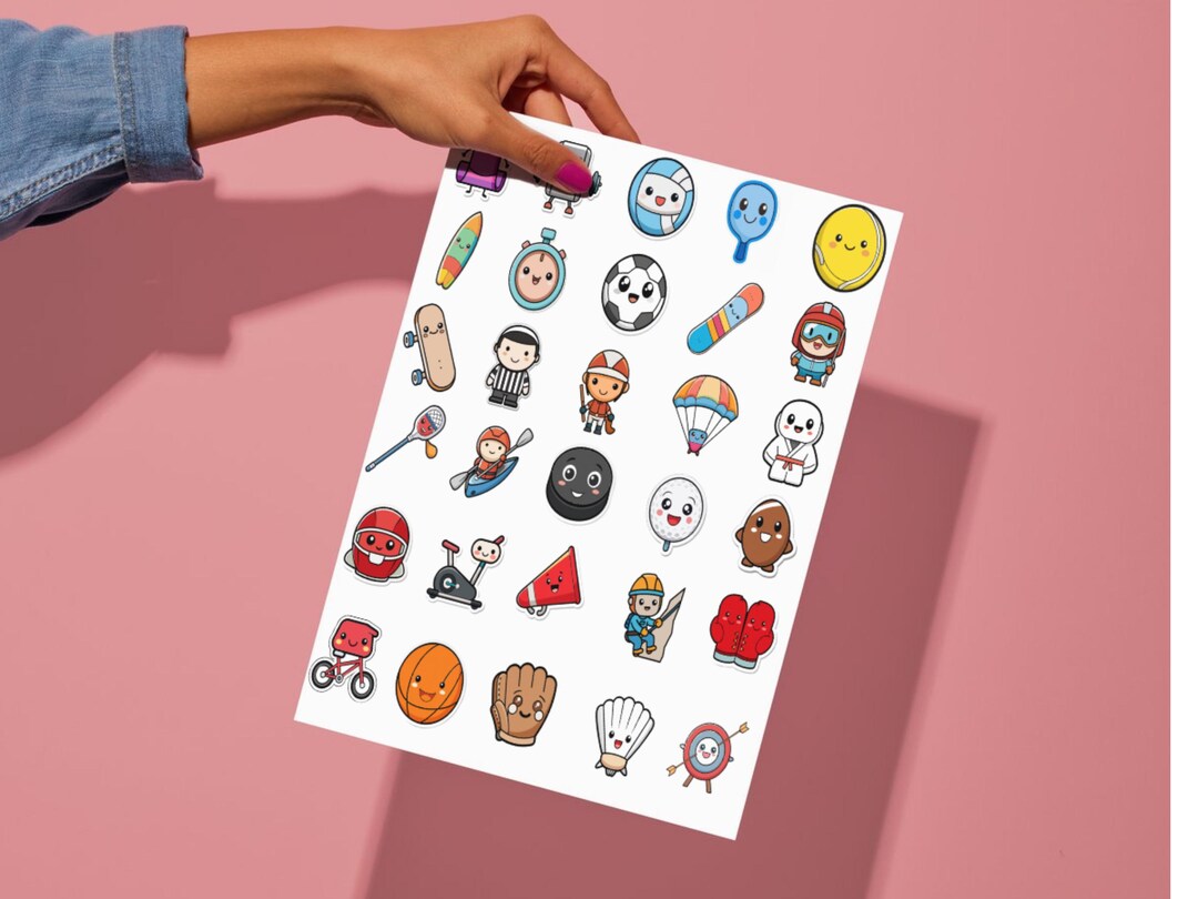 Kawaii Sports Stickers | Basketball, Soccer, Football Planner Scrapbook ...
