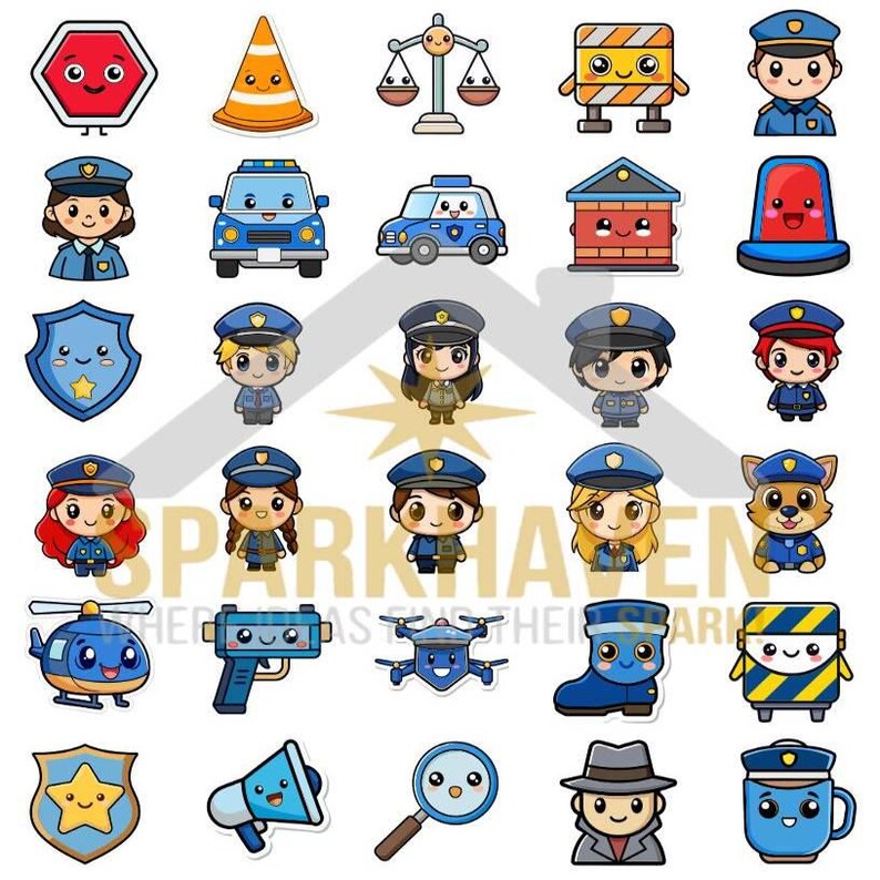 Cute Kawaii Police Stickers Pack | Printable Digital Download | Police ...