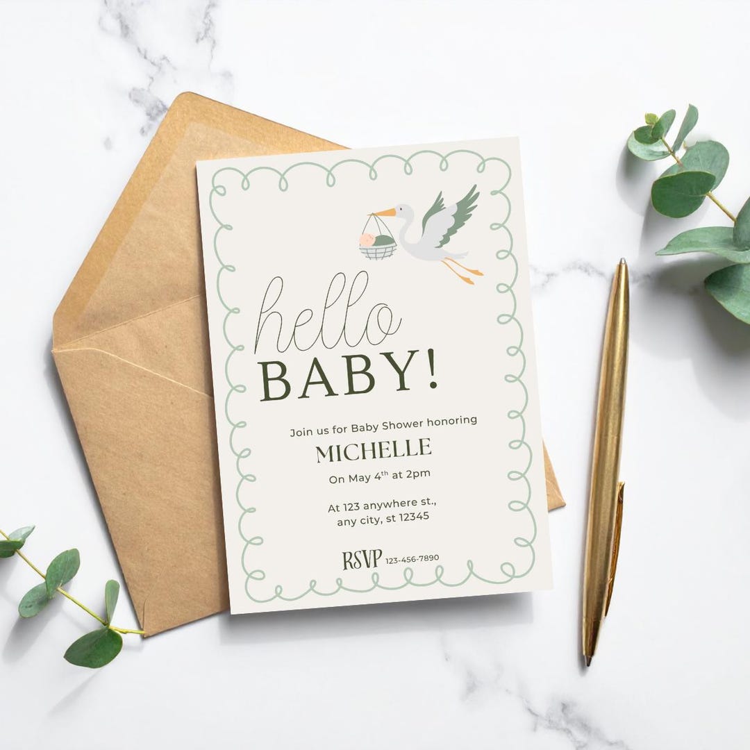 Simple Baby Shower Invitation Template: (digital Download), Watercolor ...