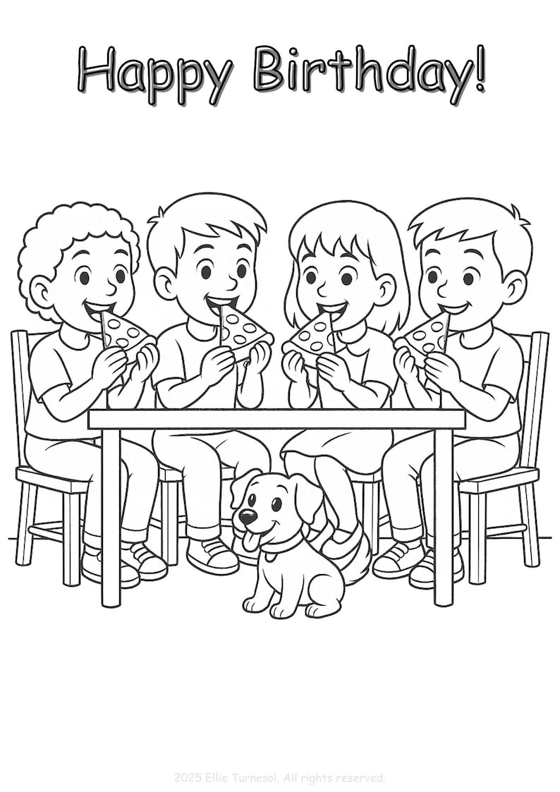 Happy Birthday Coloring Page for Kids: Party Fun (PDF Printable ...
