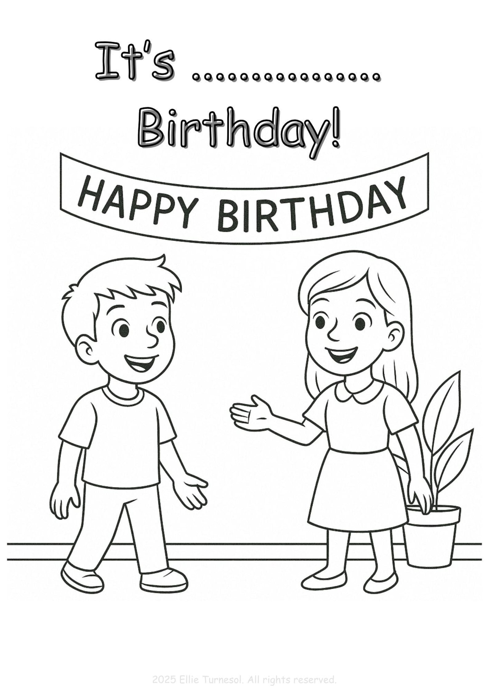 Happy Birthday Coloring Page for Kids: Party Fun (PDF Printable ...