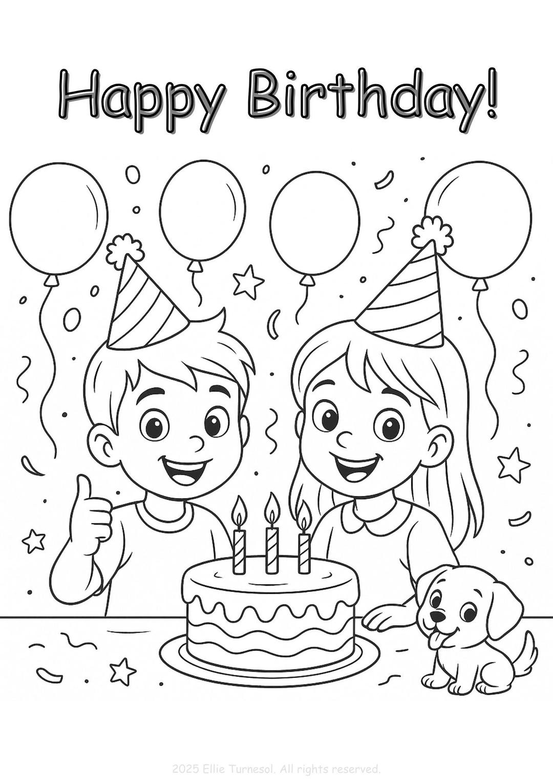 Happy Birthday Coloring Page for Kids: Party Fun (PDF Printable ...