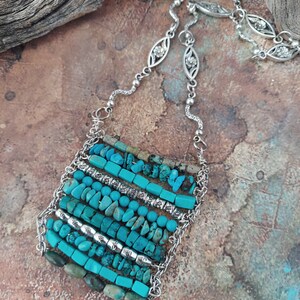 Multi Row Turquoise & Silver Ladder Necklace Gemstone Flower - Etsy