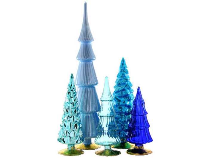 Large Glass Tree Set - Blue (5 Pcs) - Etsy