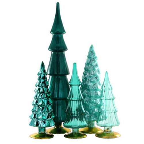 Large Glass Tree Set Green 5 Pcs - Etsy