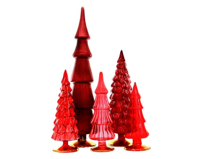 Large Glass Tree Set - Red (5 Pcs) - Etsy