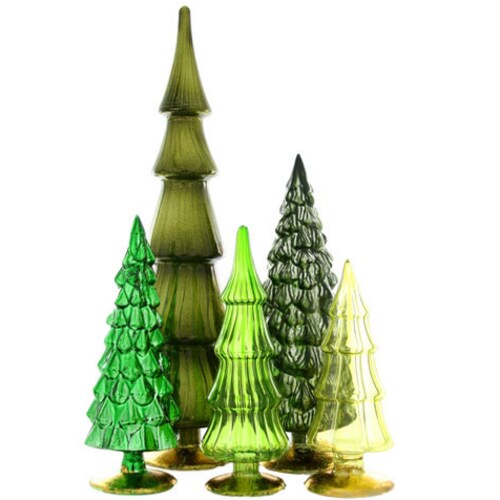 Large Glass Tree Set Green 5 Pcs - Etsy