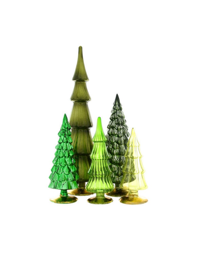 Large Glass Tree Set Green 5 Pcs - Etsy
