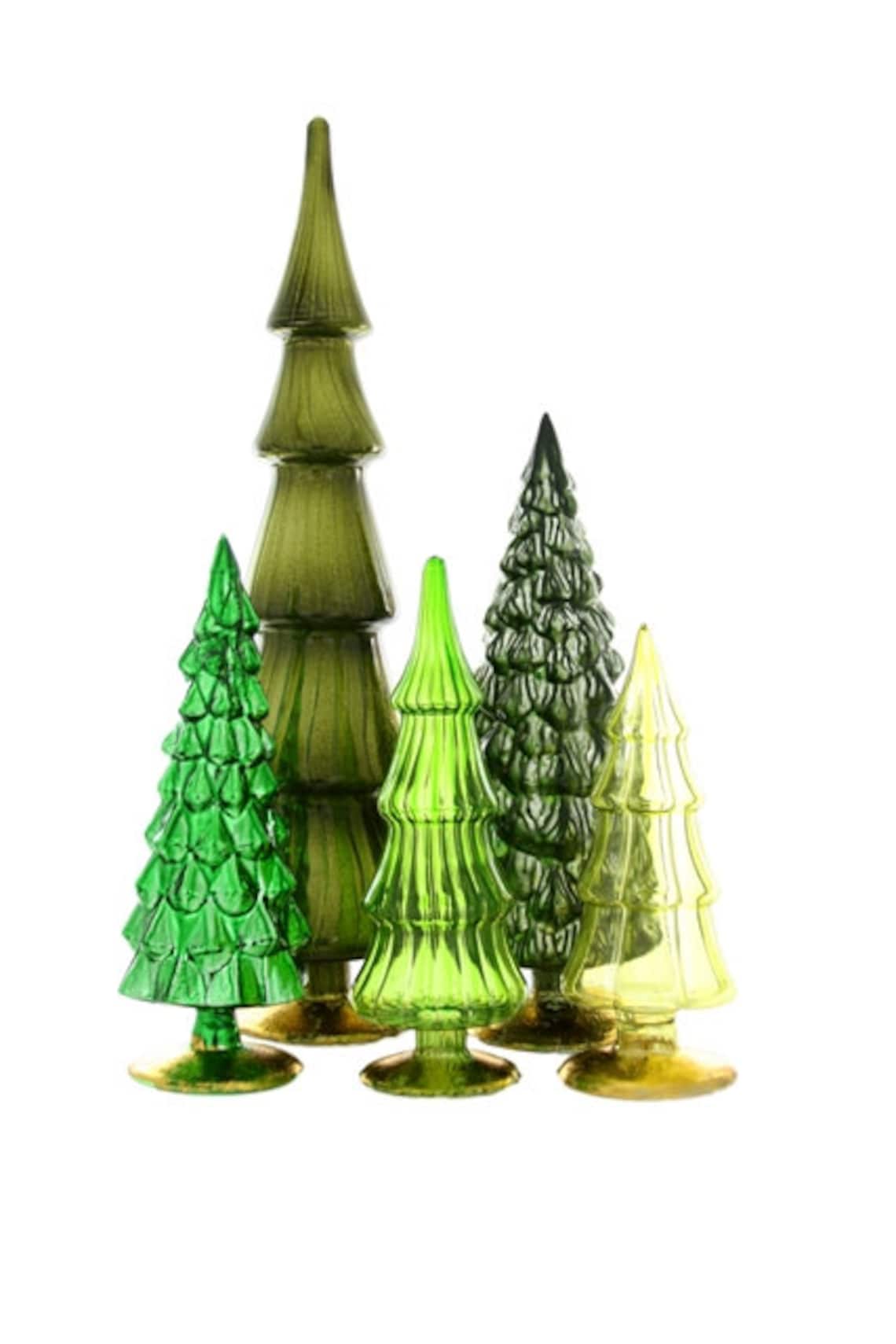 Large Glass Tree Set Green 5 Pcs - Etsy