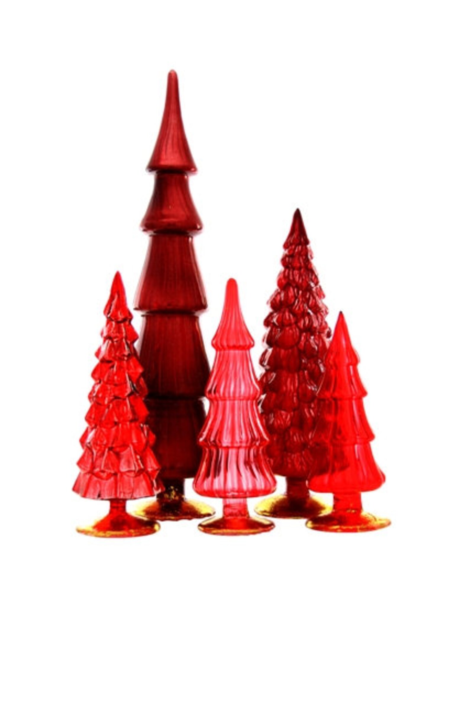 Large Glass Tree Set Red 5 Pcs - Etsy