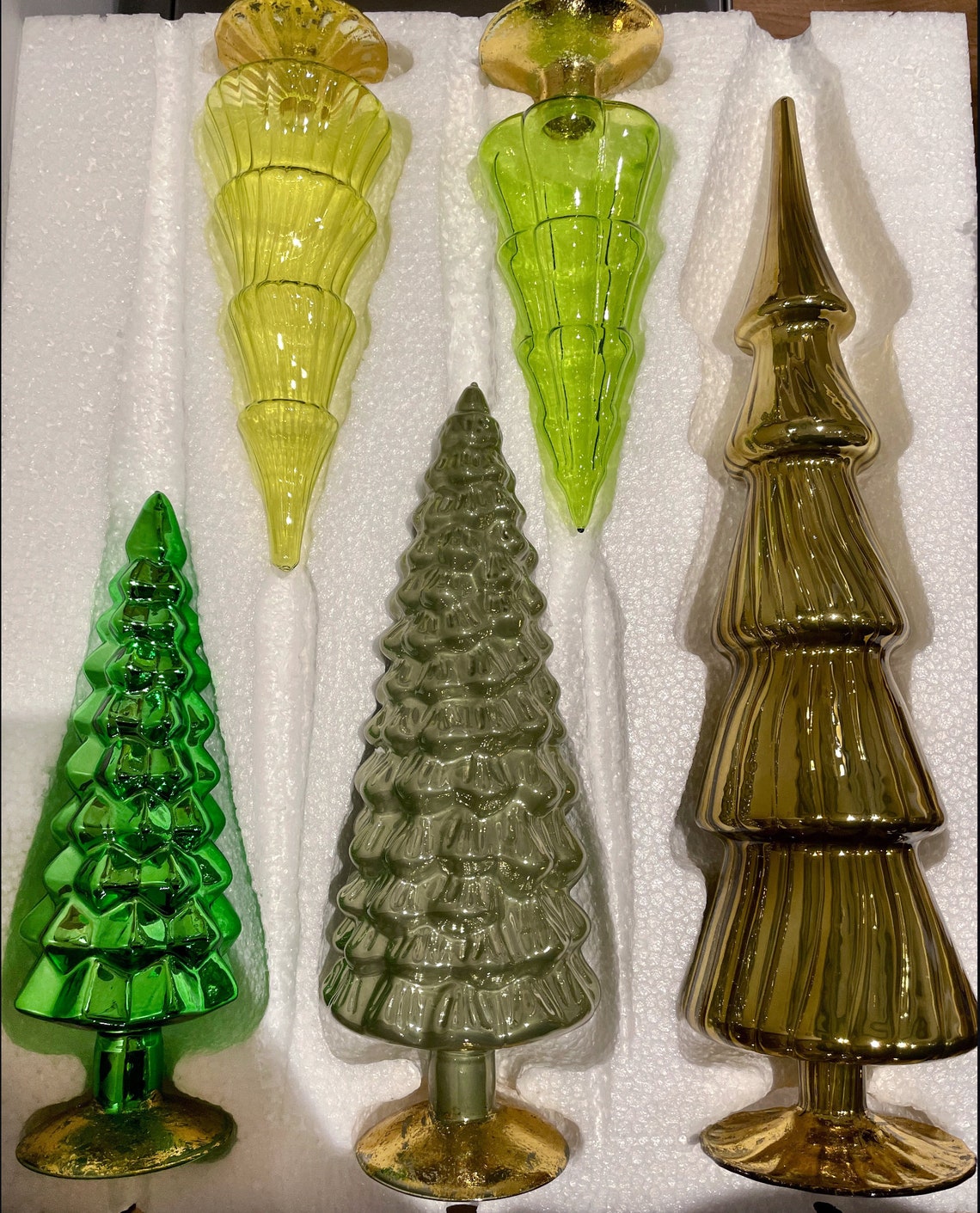Large Glass Tree Set Green 5 Pcs - Etsy