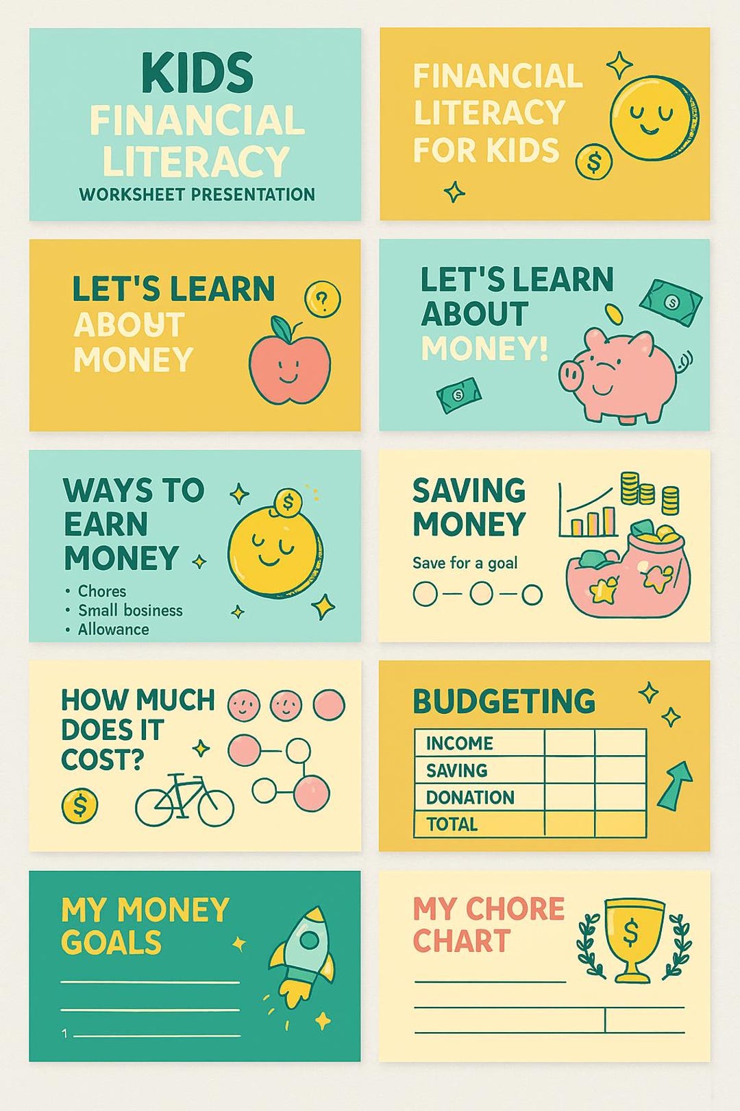 Kids Financial Literacy Worksheets- Slide Show Presentation - Etsy