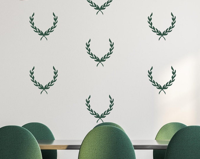 Laurel Wreath Decals- Crest Vinyl Decals-floral Crest Wallpaper Pattern ...