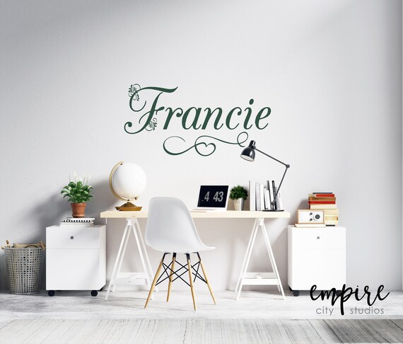 Name with Flourish and Swirl Heart Decal-Custom Name | Etsy