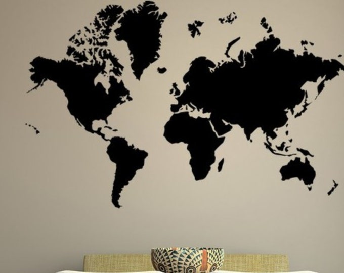 World Map Vinyl Decal Wall Mural Christmas Gifts - Etsy Canada
