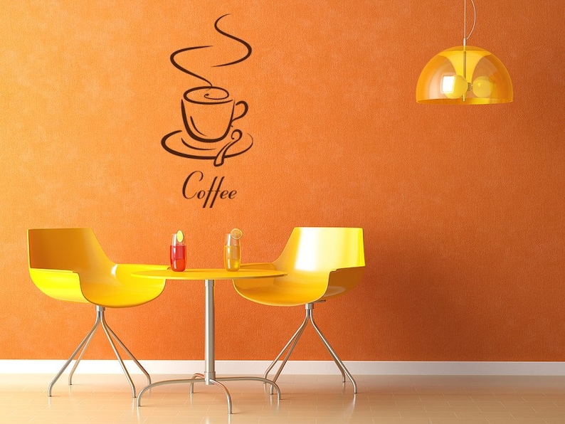 Coffee Cup Wall Decal Cafe Caffe Le Cafe Vinyl Wall Art | Etsy